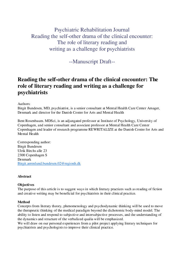 (PDF) Reading the Drama of the Patient manuscript draft