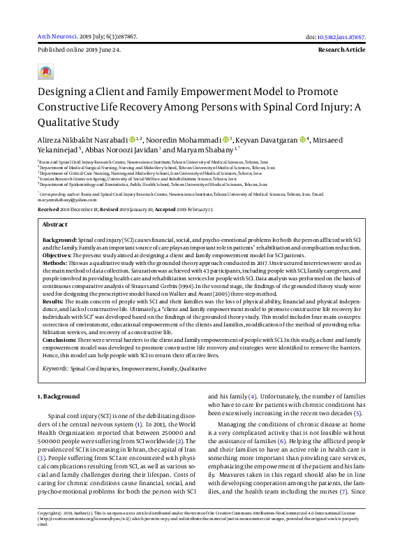 (PDF) Designing a Client and Family Empowerment Model to Promote Constructive Life Recovery ...