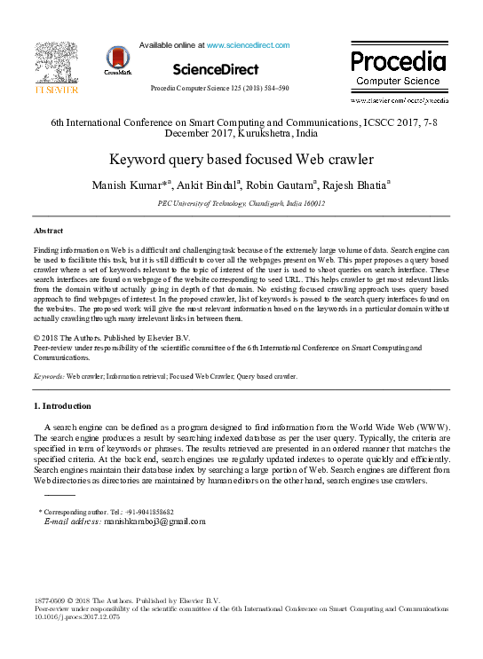 (PDF) Keyword query based focused Web crawler