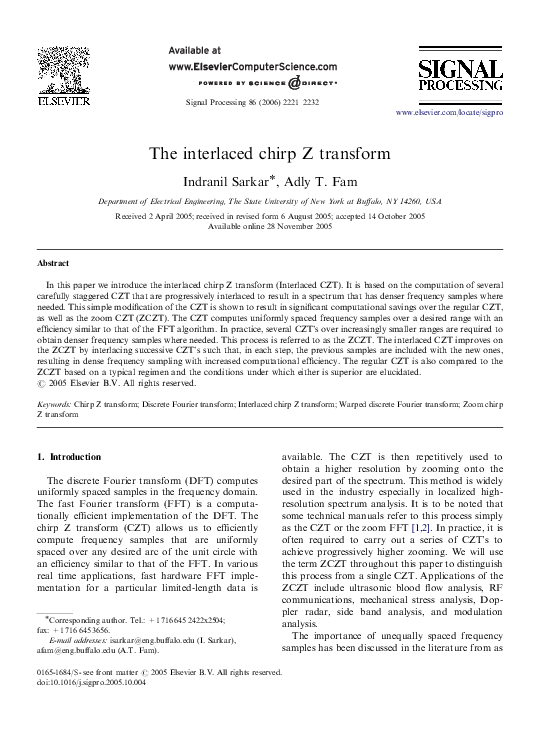 (PDF) The interlaced chirp Z transform