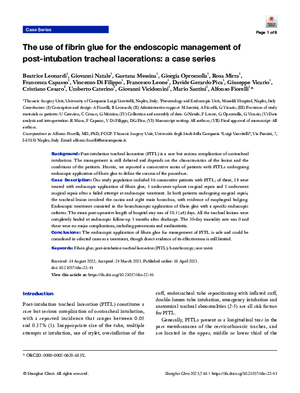 (PDF) The use of fibrin glue for the endoscopic management of post ...
