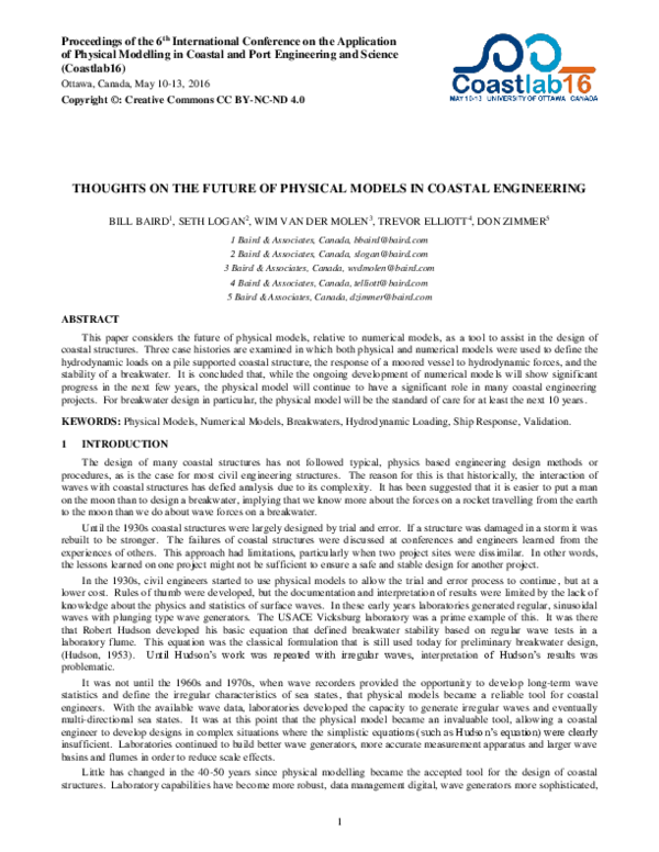 (PDF) Thoughts on the Future of Physical Models in Coastal Engineering