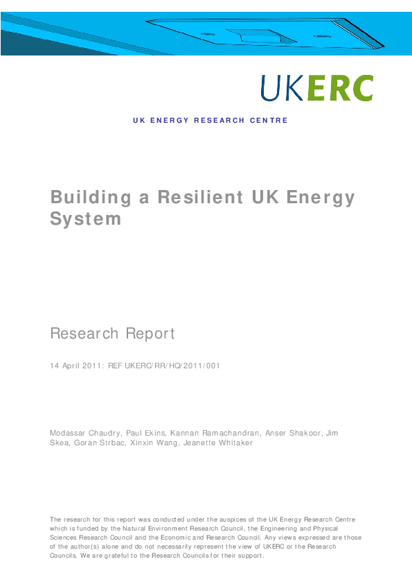(PDF) Building a Resilient UK Energy System
