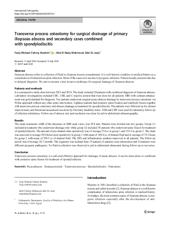 (PDF) Transverse process osteotomy for surgical drainage of primary ...