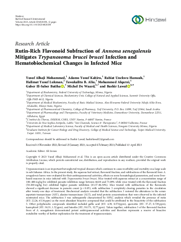 (PDF) Rutin-Rich Flavonoid Subfraction of Annona senegalensis Mitigates ...