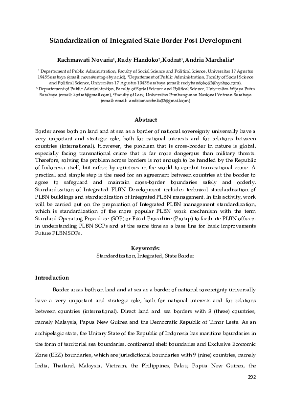 (PDF) Standardization of Integrated State Border Post Development