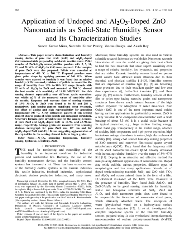 (PDF) Application of Undoped and Al2O3-Doped ZnO Nanomaterials as Solid ...