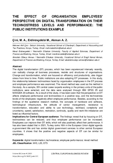 (PDF) The Effect of Organization Employees' Perspective on Digital ...