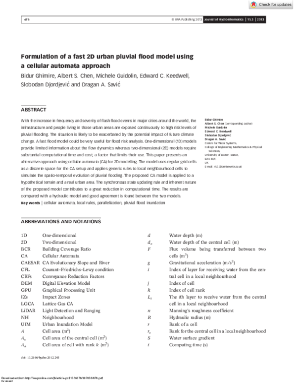 (PDF) Formulation of a fast 2D urban pluvial flood model using a ...