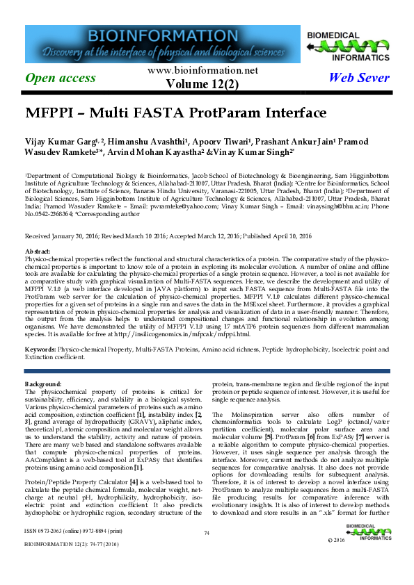 (PDF) MFPPI – Multi FASTA ProtParam Interface