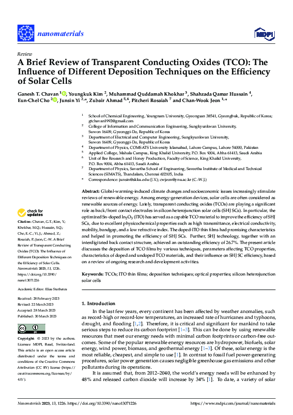 (PDF) A Brief Review of Transparent Conducting Oxides (TCO): The ...