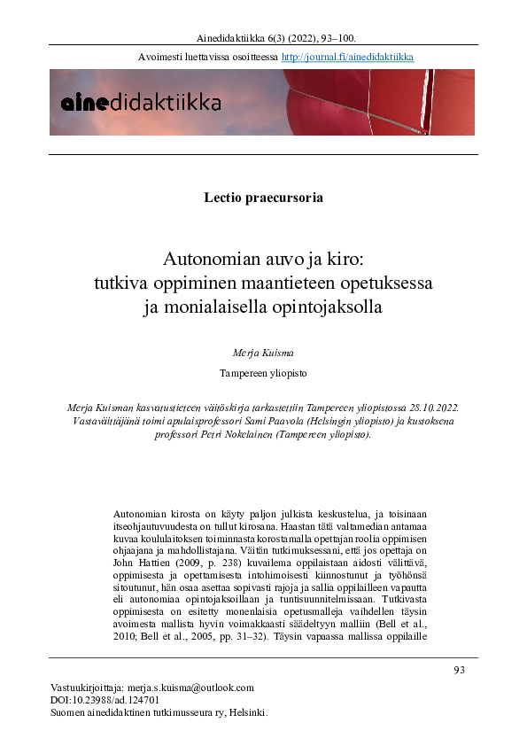(PDF) Autonomian auvo ja kiro | Merja Kuisma - Academia.edu
