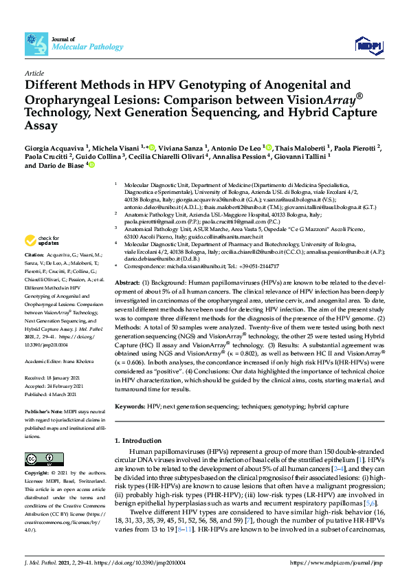 (PDF) Different Methods in HPV Genotyping of Anogenital and Oropharyngeal Lesions: Comparison ...