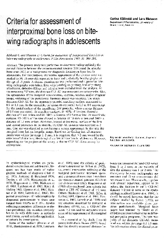 (PDF) Criteria for assessment of interproximal bone loss on bite-wing ...