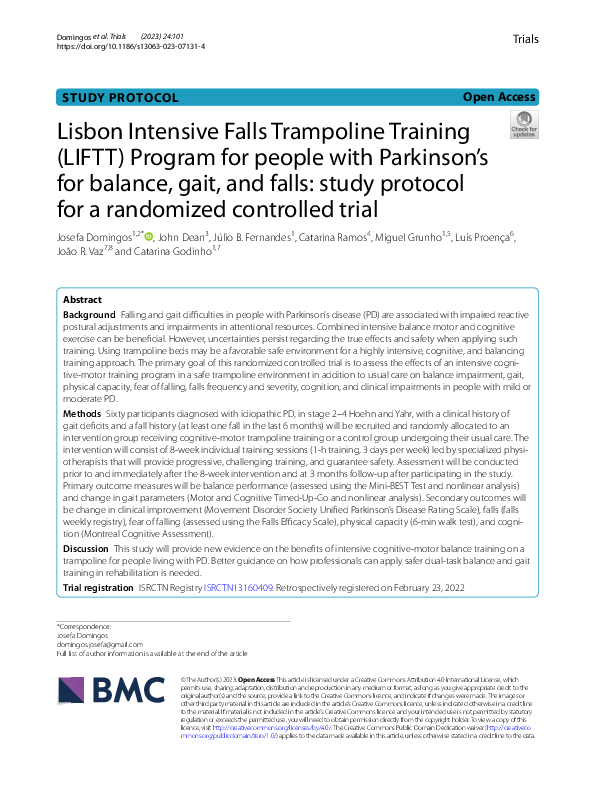 (PDF) Lisbon Intensive Falls Trampoline Training (LIFTT) Program for ...