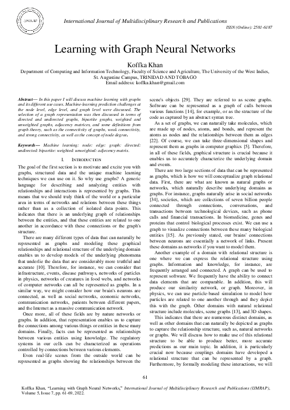 (PDF) Learning with Graph Neural Networks