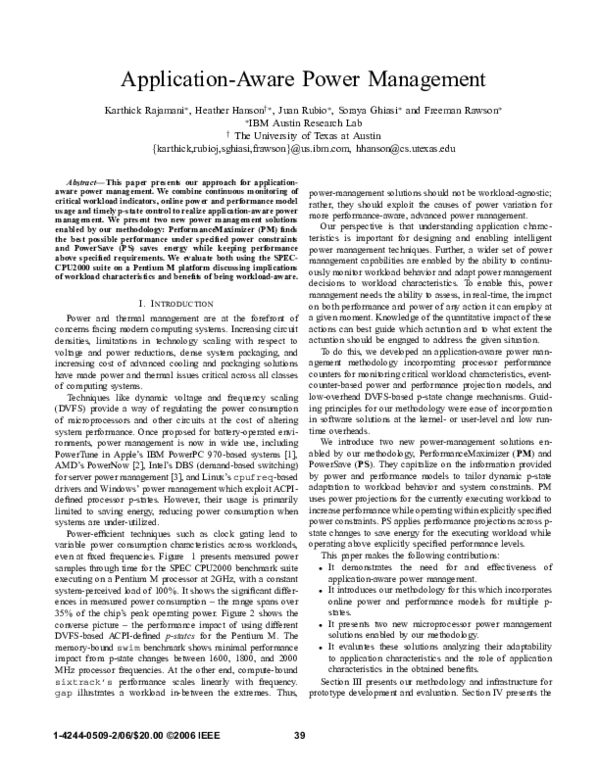 Pdf Application Aware Power Management