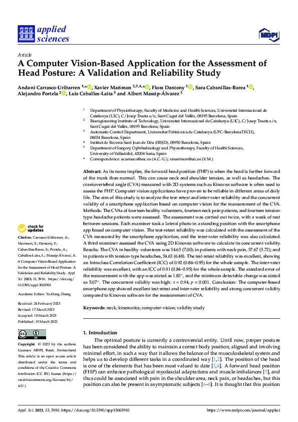 (PDF) A Computer Vision-Based Application for the Assessment of Head ...
