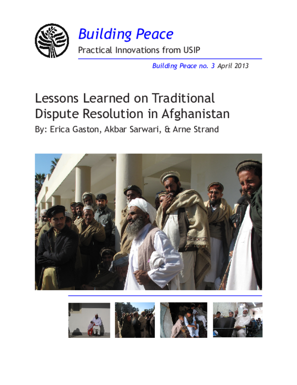 (PDF) Lessons Learned on Traditional Dispute Resolution in Afghanistan ...