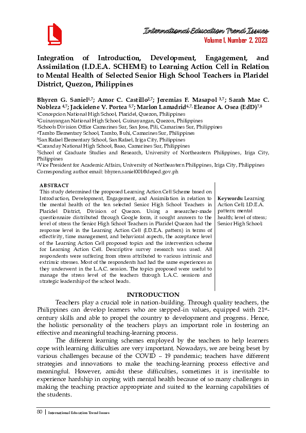 (DOC) School Learning Action Cell (SLAC) Plan | Merinisa Daniels ...