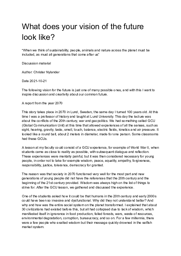 (PDF) What does your vision of the future look like