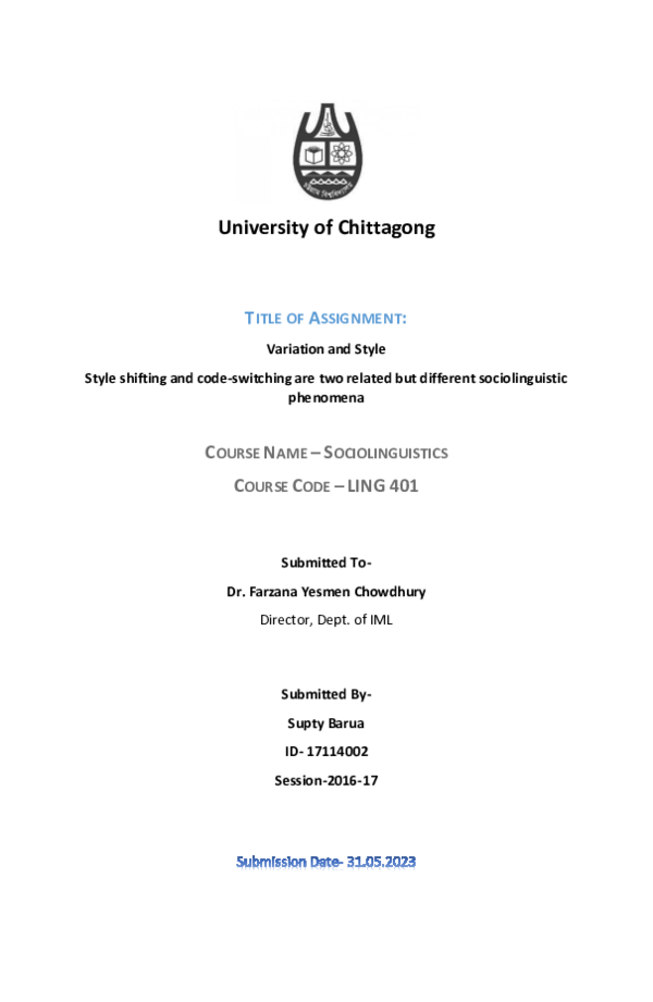 (PDF) Style shifting and code-switching are two related but different ...