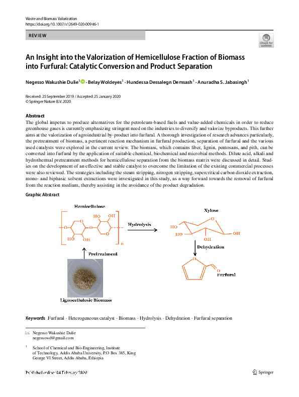 (PDF) An Insight into the Valorization of Hemicellulose Fraction of Biomass into Furfural ...