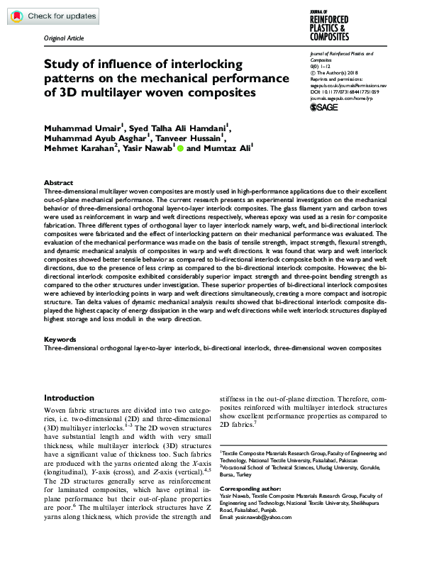 (PDF) Study of influence of interlocking patterns on the mechanical ...