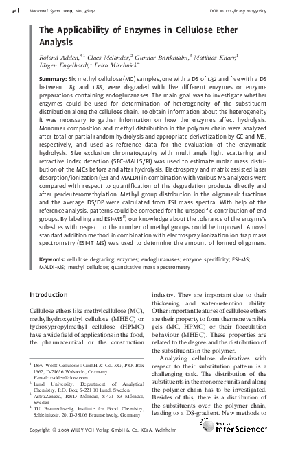 (PDF) The Applicability of Enzymes in Cellulose Ether Analysis