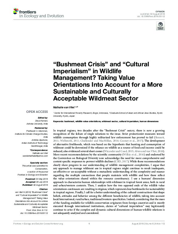 (PDF) “Bushmeat Crisis” and “Cultural Imperialism” in Wildlife ...