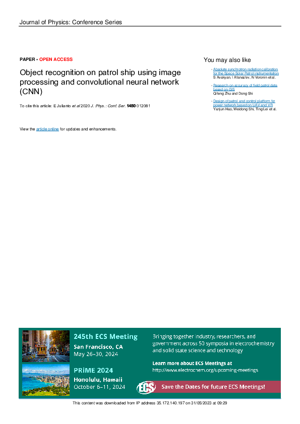 (PDF) Object recognition on patrol ship using image processing and convolutional neural network ...