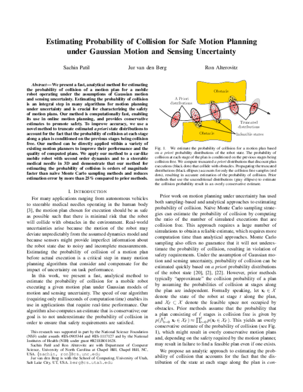(PDF) Estimating probability of collision for safe motion planning under Gaussian motion and ...
