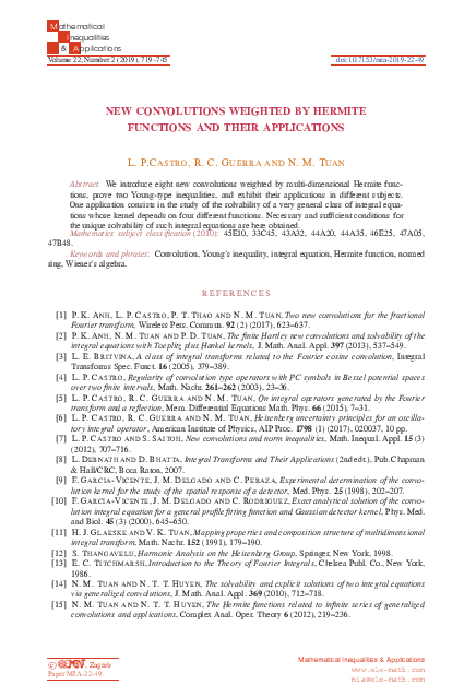 (PDF) New convolutions weighted by Hermite functions and their applications