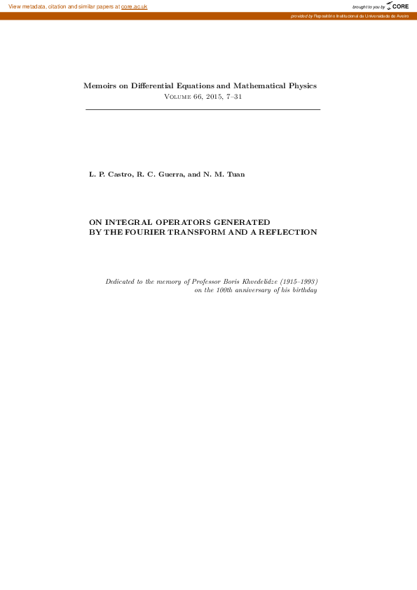 (PDF) On integral operators generated by the Fourier transform and a reflection