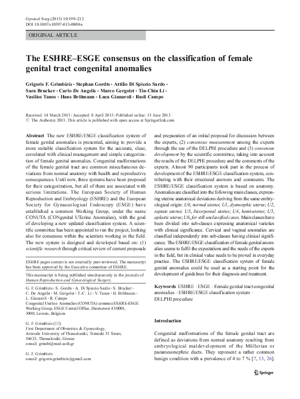 (PDF) The ESHRE–ESGE consensus on the classification of female genital ...