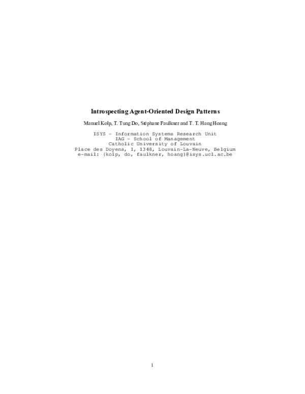 (PDF) Introspecting Agent-Oriented Design Patterns