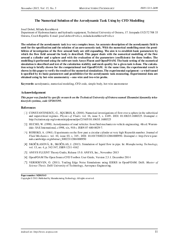 (PDF) The Numerical Solution of the Aerodynamic Task Using by CFD Modelling