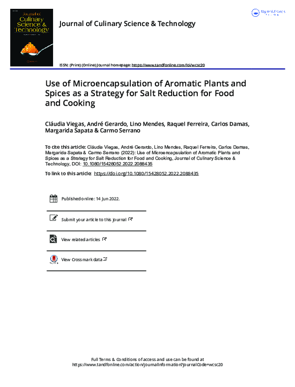 (PDF) Use of Microencapsulation of Aromatic Plants and Spices as a Strategy for Salt Reduction ...