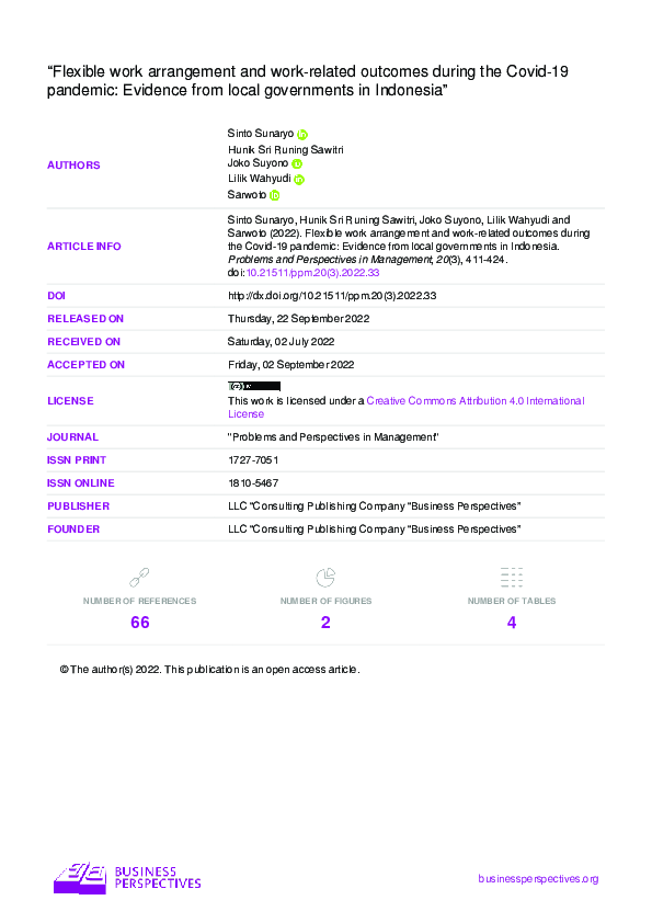 (PDF) Flexible work arrangement and work-related outcomes during the ...