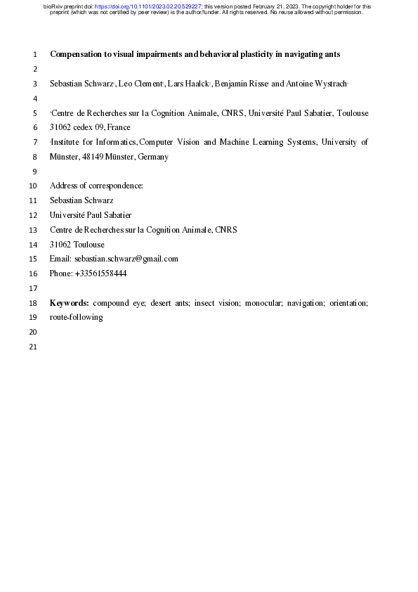 (PDF) Compensation to visual impairments and behavioral plasticity in ...