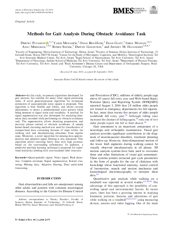 (PDF) Methods for Gait Analysis During Obstacle Avoidance Task