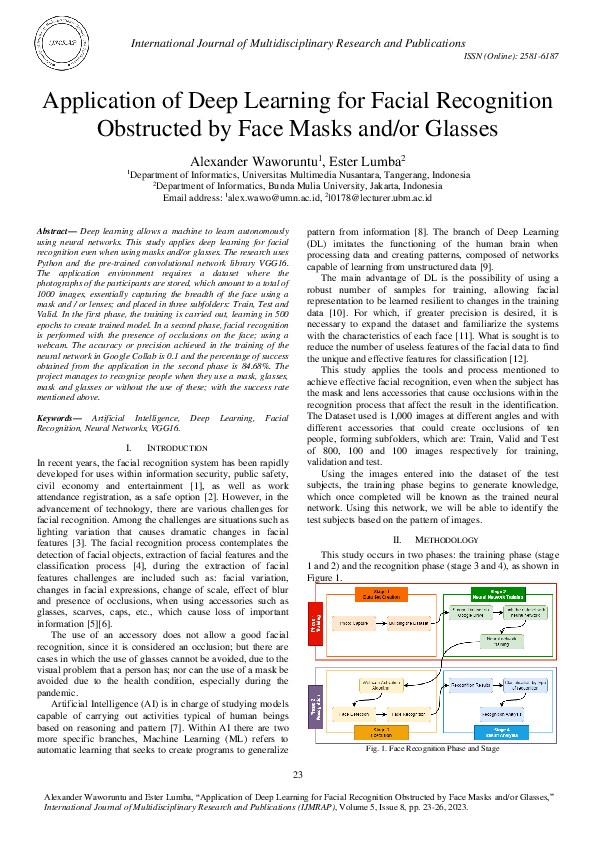 (PDF) Application of Deep Learning for Facial Recognition Obstructed by ...