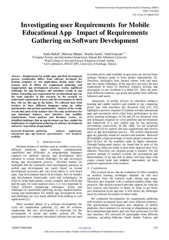 (PDF) Investigating user Requirements for Mobile Educational App Impact ...