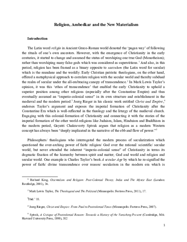 (DOC) Religion, Ambedkar and the New Materialism