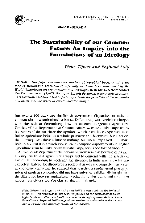 (PDF) The sustainability of our common future: An inquiry into the ...