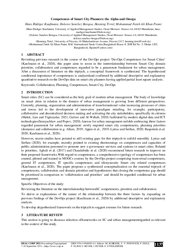 (PDF) Competences of Smart City Planners: the Alpha and Omega
