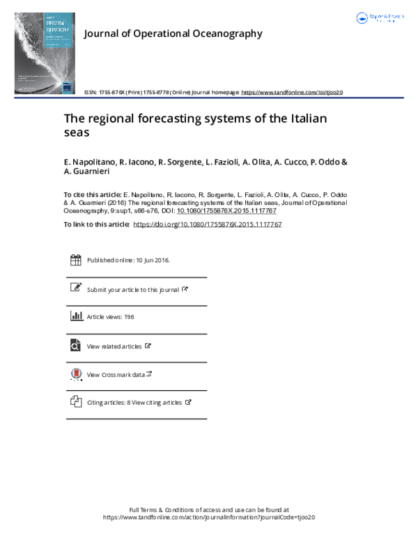 Pdf The Regional Forecasting Systems Of The Italian Seas