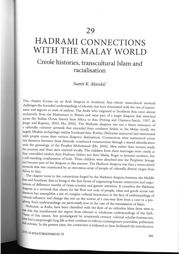 (PDF) Hadrami Connections with the Malay World: Creole Histories ...