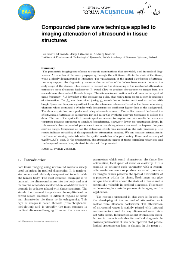 (PDF) Compounded plane wave technique applied to imaging attenuation of ...