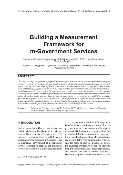 (PDF) Building a Measurement Framework for m-Government Services